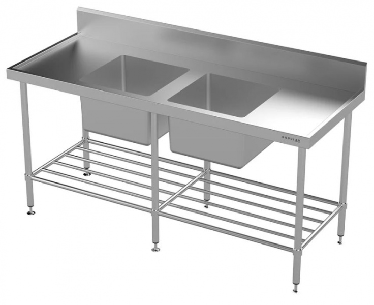 Modular Stainless Double Bowl Sink Bench 1800mm - New Equipment