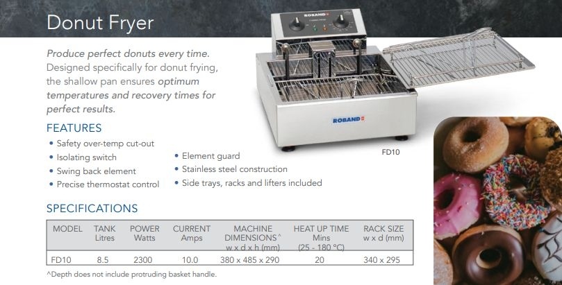 Roband Donut Fryer FD10 - New Equipment